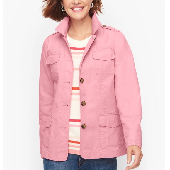 Talbots | Jackets & Coats | Talbots Pink Cotton Spandex Utility Jacket ...